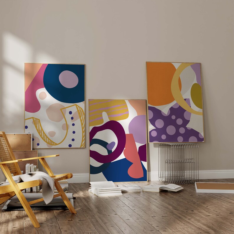 Colorful Fun Wall Art Abstract Art Prints Modern Wall Art Dopamine ...