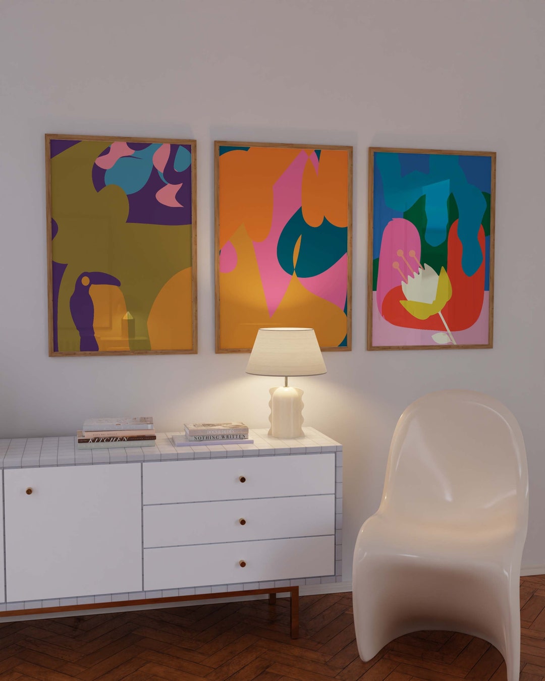 Colorful Wall Art Modern Abstract Prints Set Trendy Gallery Wall Set of ...