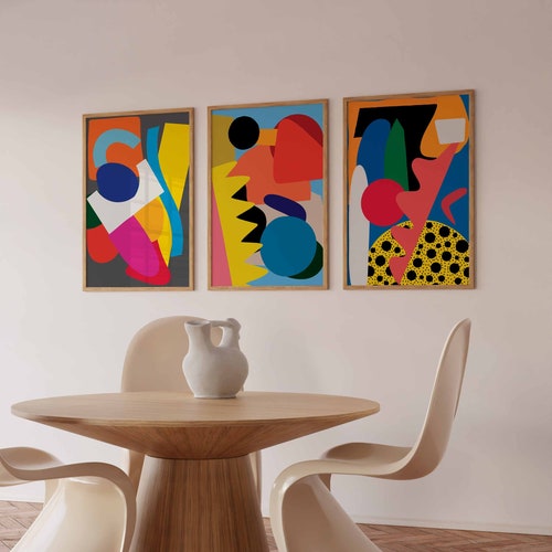 Colorful Abstract Art Abstract Set of 3 Prints Colorful - Etsy