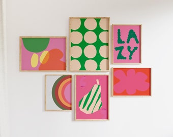 Printable Gallery Set of 2 Abstract Colorful Preppy Prints - Etsy