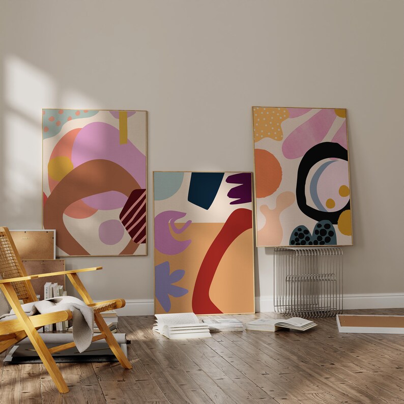 Colorful Abstract Wall Art Set Modern Eclectic Prints Apartment ...