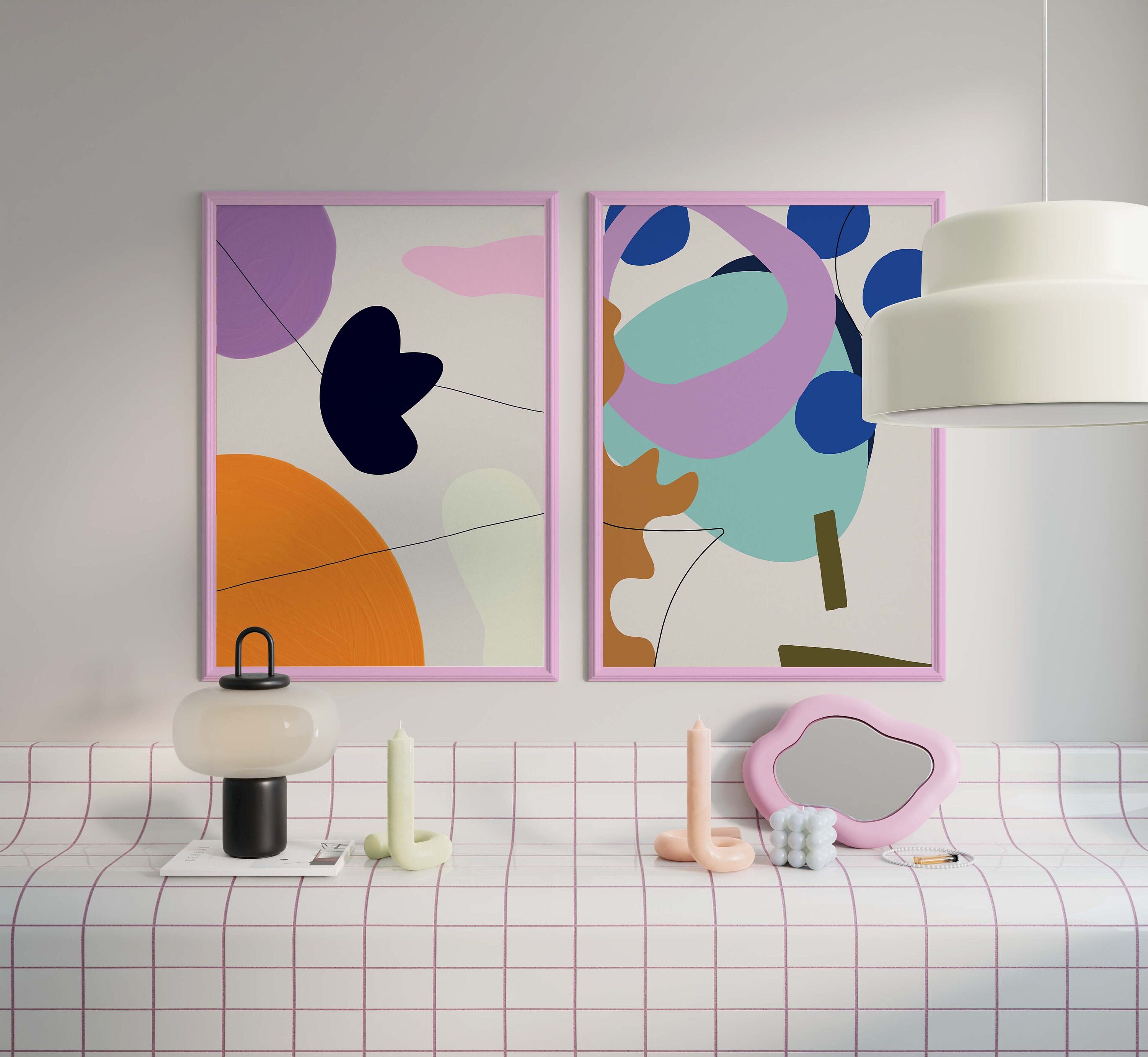 Printable Gallery Set of 2 Abstract Colorful Preppy Prints, Modern ...