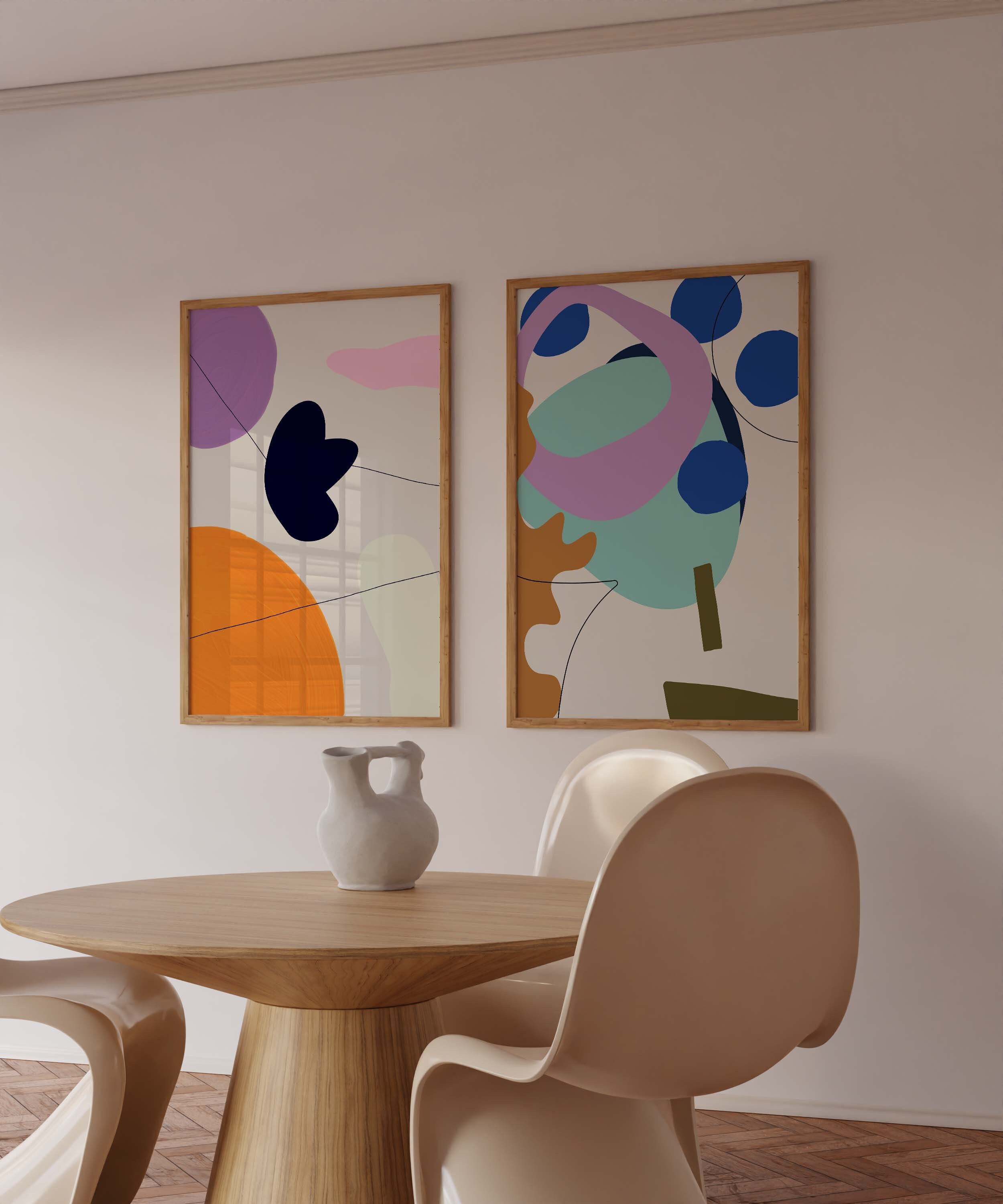 Printable Gallery Set of 2 Abstract Colorful Preppy Prints, Modern ...
