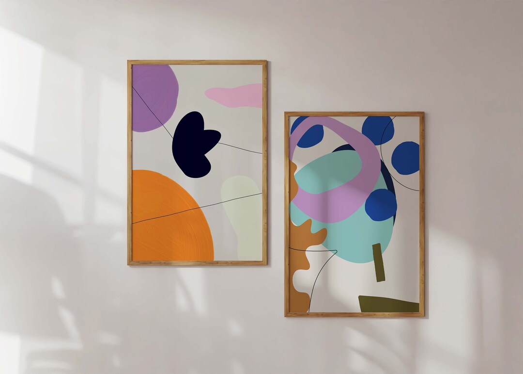 Printable Gallery Set of 2 Abstract Colorful Preppy Prints - Etsy
