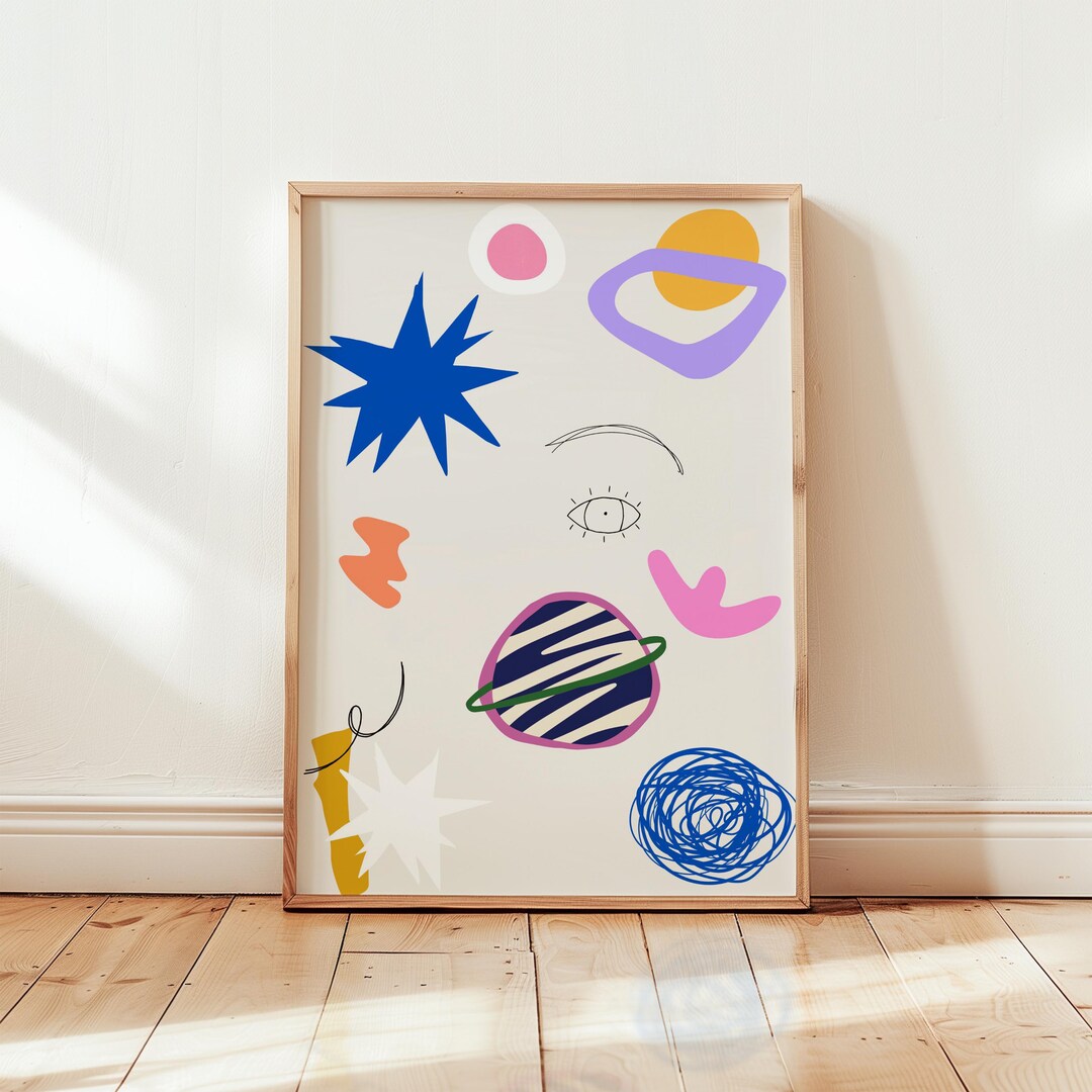 Playful Doodle Abstract Art | Whimsical Line Drawing Wall Decor ...