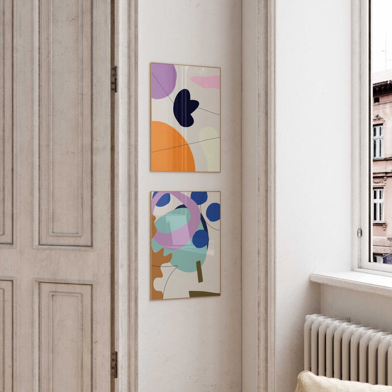 Printable Gallery Set of 2 Abstract Colorful Preppy Prints - Etsy