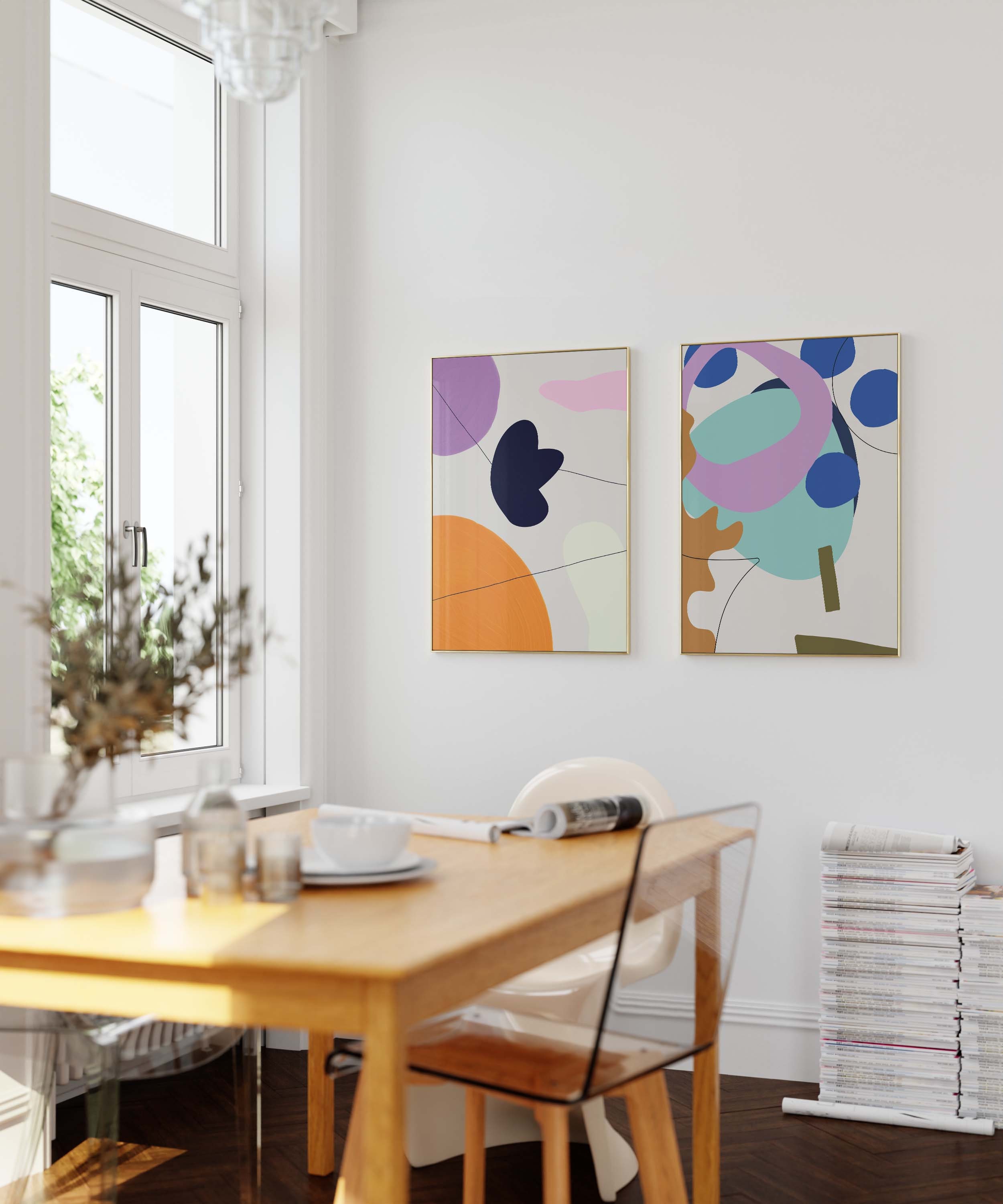 Printable Gallery Set of 2 Abstract Colorful Preppy Prints, Modern ...