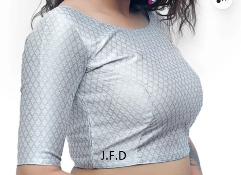 White Blouse Sari Top elbow Sleeves Without Pads Blouse - Etsy