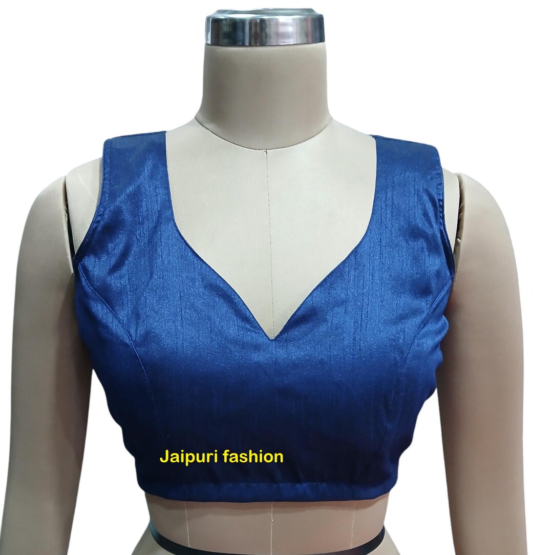 Dupain Silk Blouse - Sari Top - Sweetheart Neck Sleeveless With Pads ...