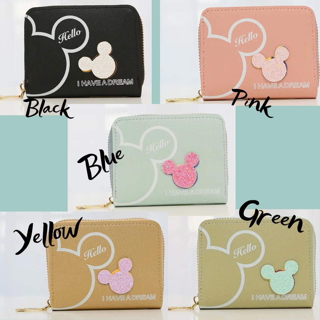 Simple Coin Purse Faux Leather I Have a Dream Vinyl Decal Glitter Mouse ...