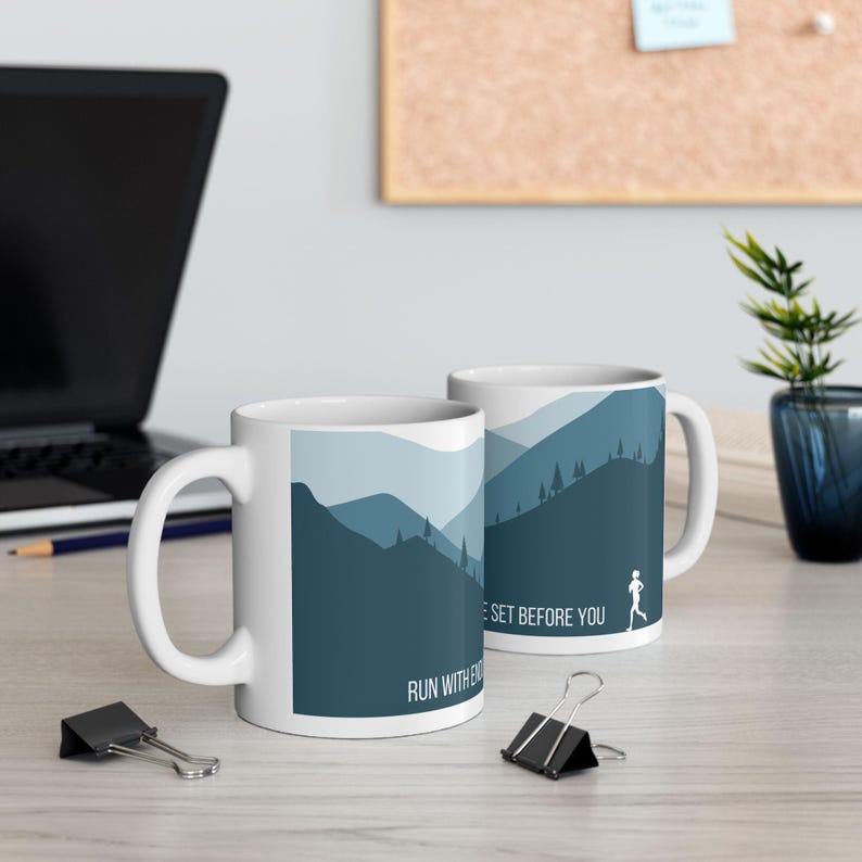 Trail Runner Ceramic Mug, Mountains Coffee Cup, Run With Endurance Gift ...