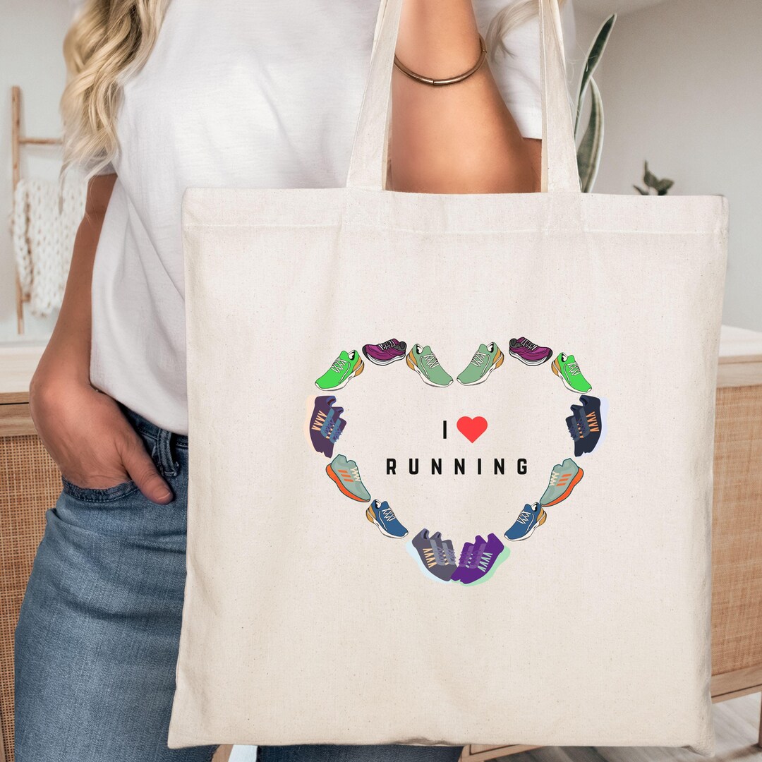 Running Tote Bag, Marathon Bag, Runner Gift, I Love Running Bag ...