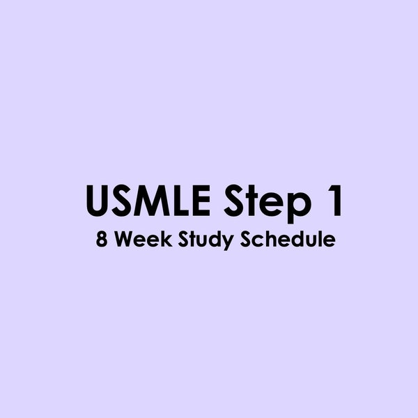 Usmle Step 1 Study Schedule - Etsy