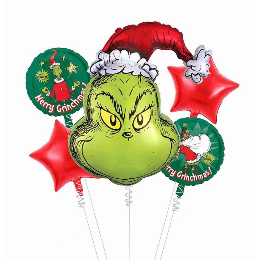 THE GRINCH Head Large Christmas Party Foil Balloon Xmas Santa Balloon ...