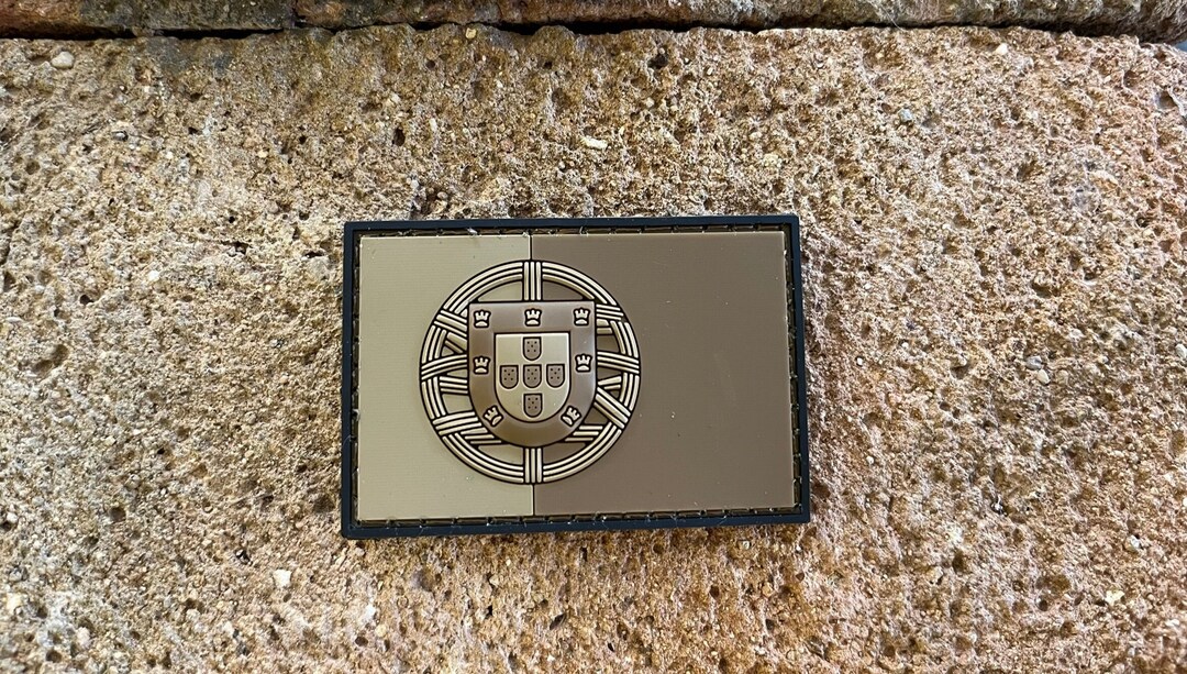 Portugal Flag PVC Patch – ~2.36" × 1.57" (6 Cm × 4 Cm) in Desert-tan ...
