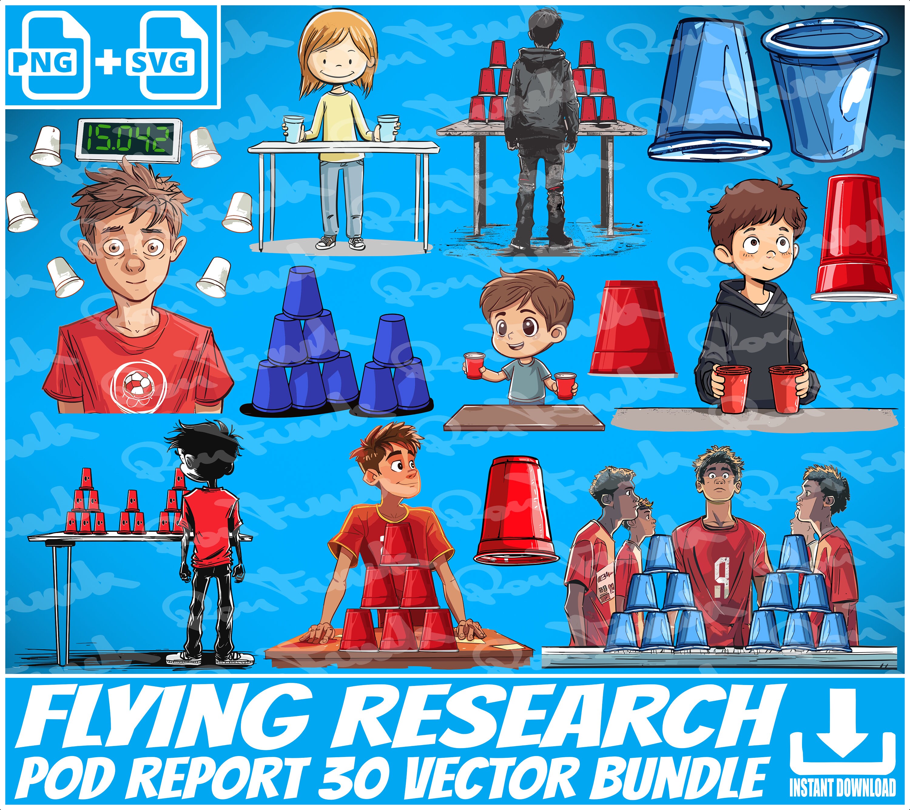30 Stacking Sport SVG Bundle for Shirts / Stack Cups PNG Sublimation ...