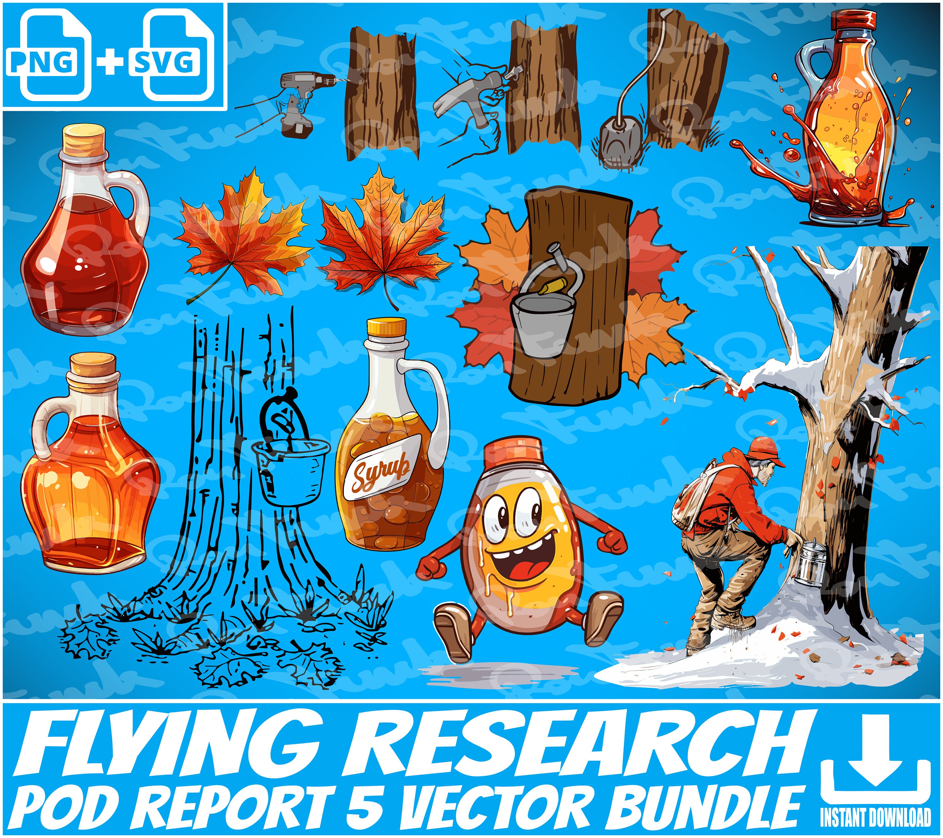 5 Maple Tapping SVG Bundle / Tap a Maple Tree PNG Files / Maple Syrup ...