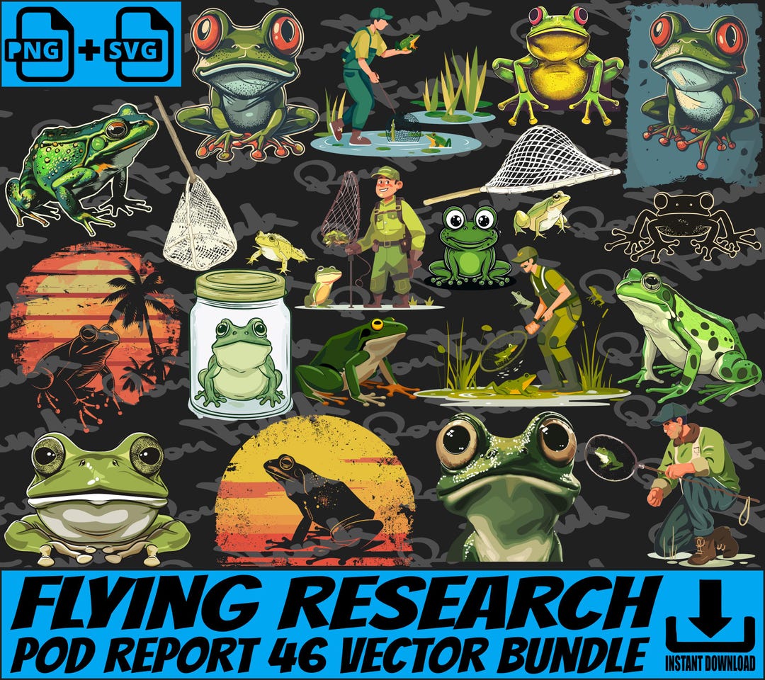 46 Frog Catcher SVG Bundle for Shirts // Toad Hunter PNG Sublimation ...