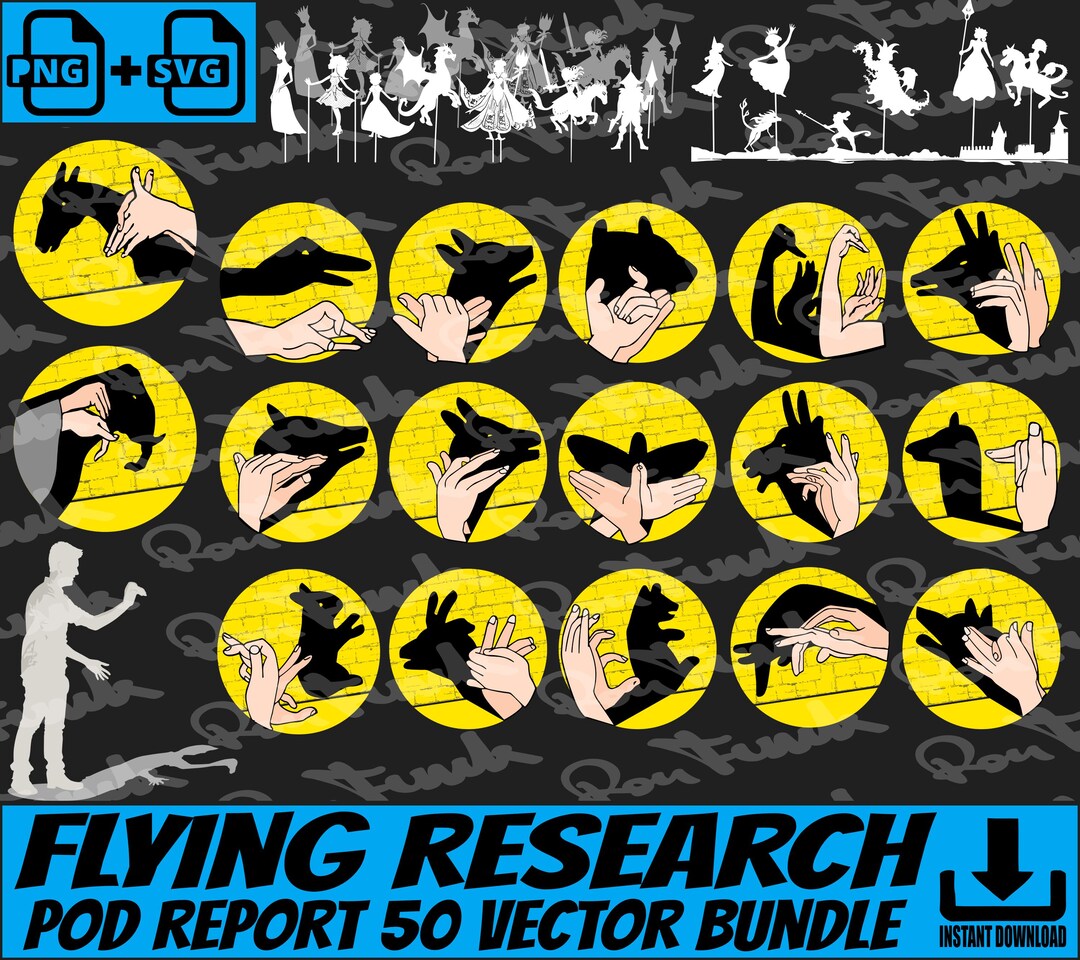 50 Shadow Puppetry, SVG Bundle / Puppet Silhouettes PNG Sublimation ...