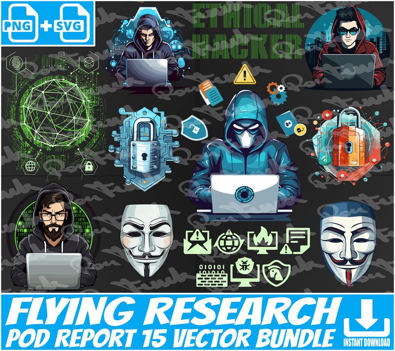 15 Ethical Hacker SVG Bundle for Shirts / Cyber Security PNG Files ...
