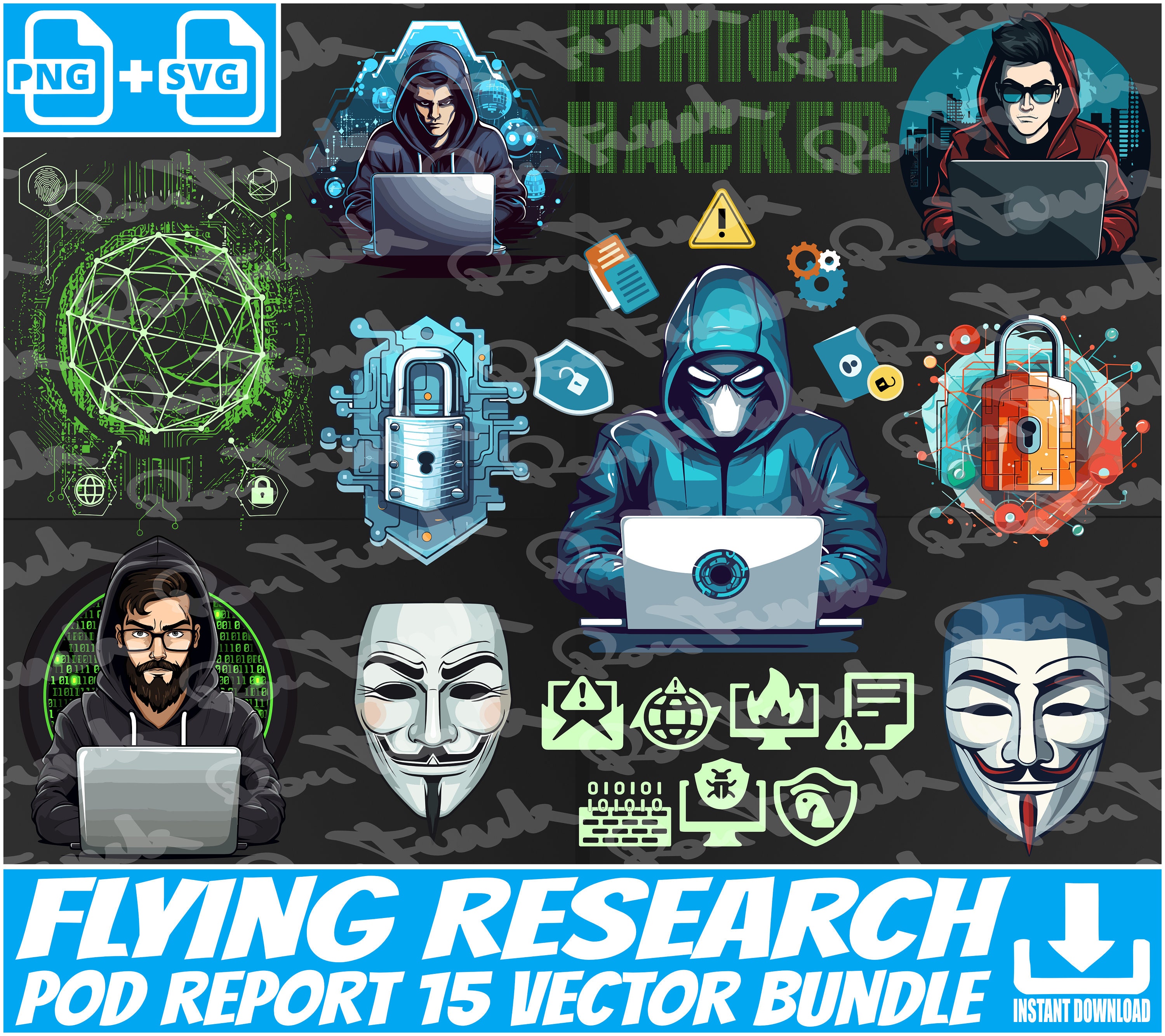 15 Ethical Hacker SVG Bundle for Shirts / Cyber Security PNG Files ...