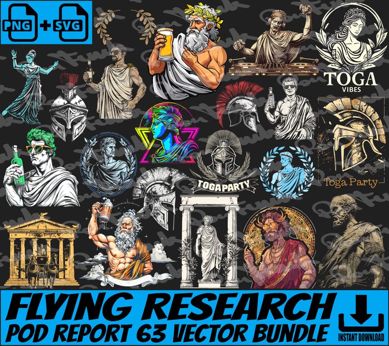 63 Toga Party SVG Bundle for Shirts / Greeks PNG Sublimation Files ...