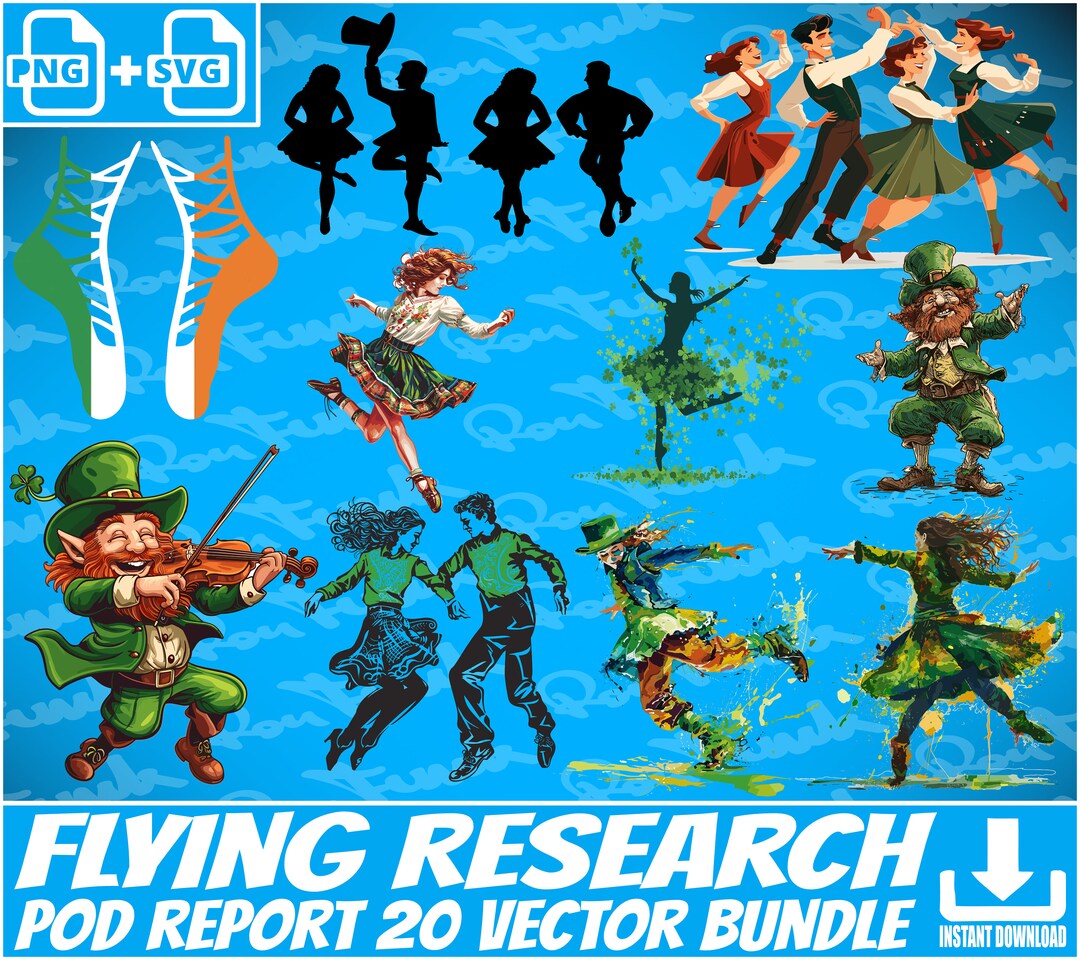 20 Irish Dance SVG Bundle for Shirts // Tap Dancing PNG Files // Irish ...