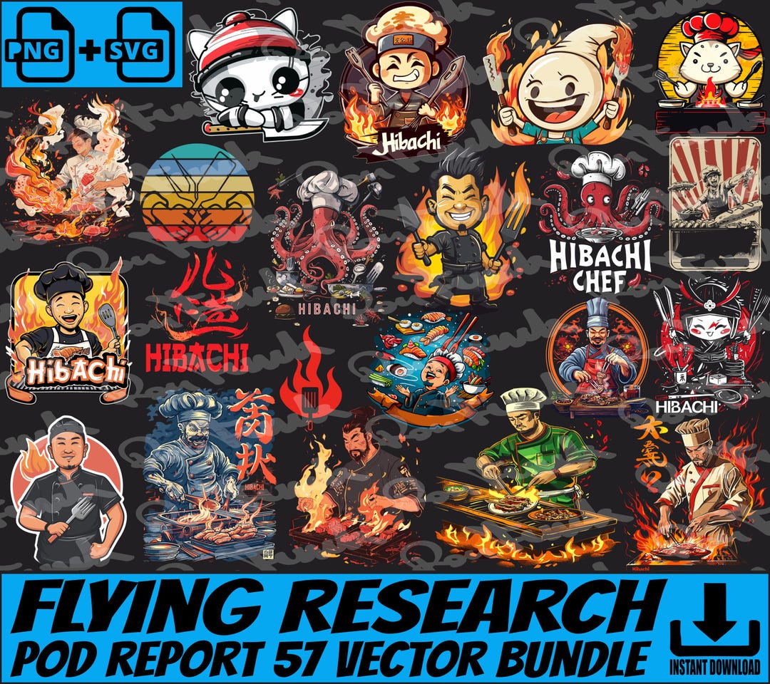 57 Hibachi Chef SVG Bundle / Flame Grilled PNG Sublimation Files ...