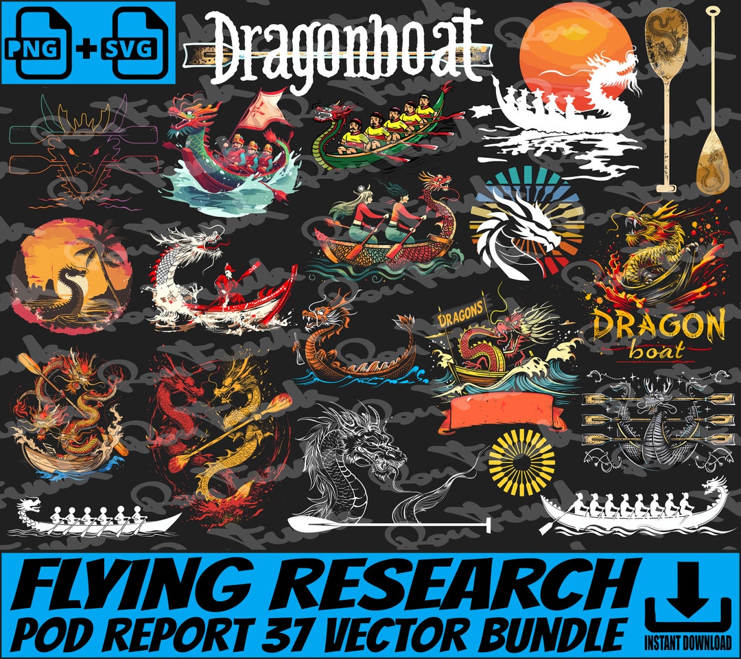 37 Dragon Boat Racing SVG Bundle for Shirt / Water Sport PNG ...