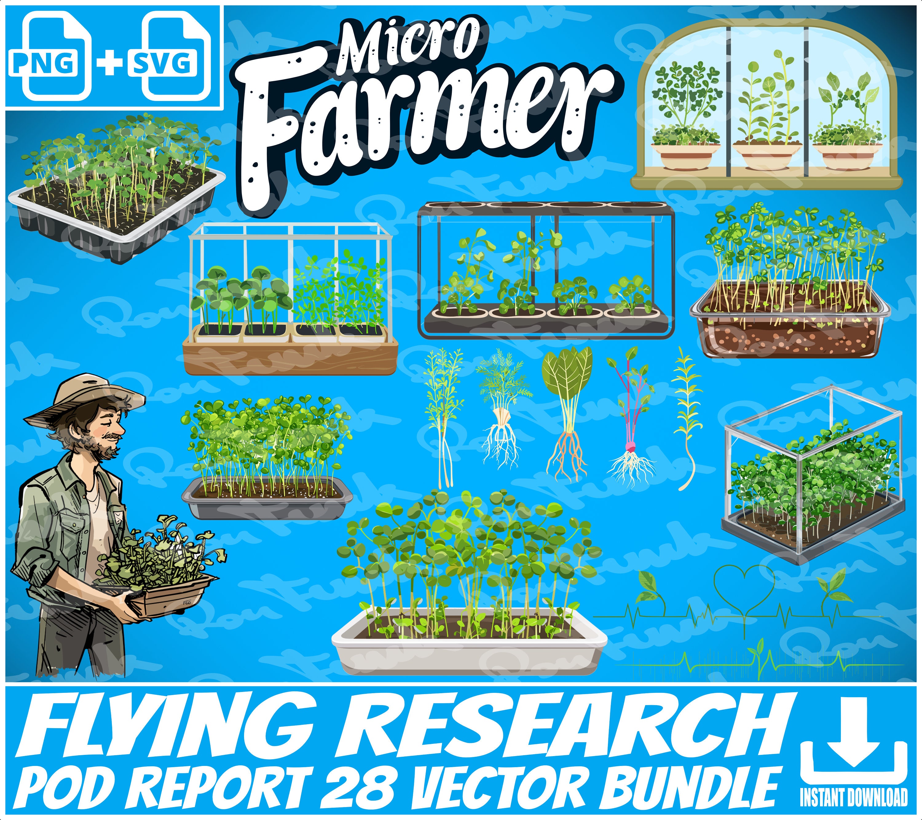 28 Micro Green SVG Bundle for Shirt // Greenhouse Microgreens PNG Files ...