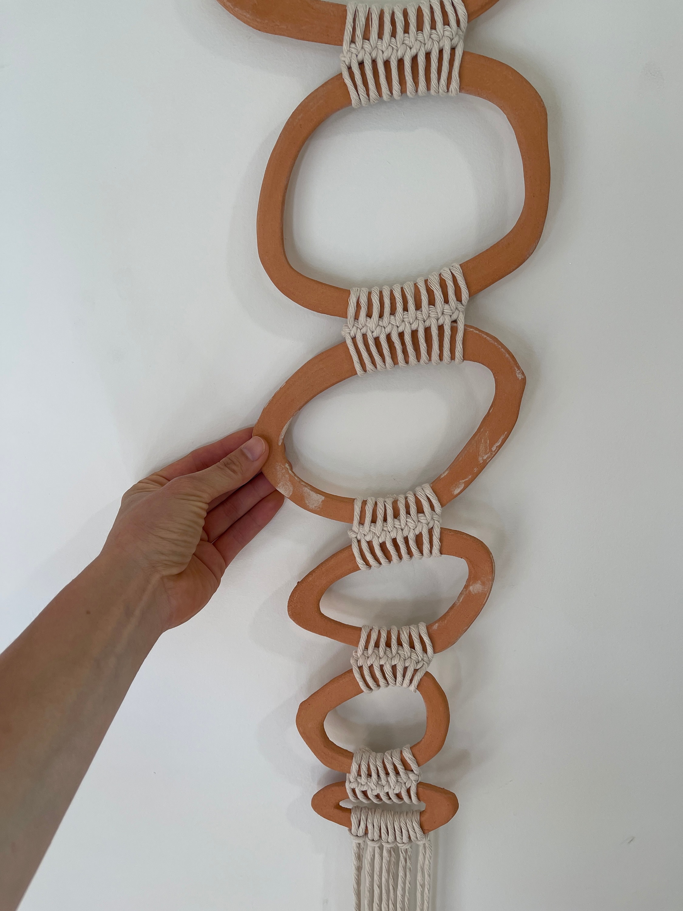 Terracotta Macrame Wall Art | Handmade Ceramics Home Decor | Hanging ...