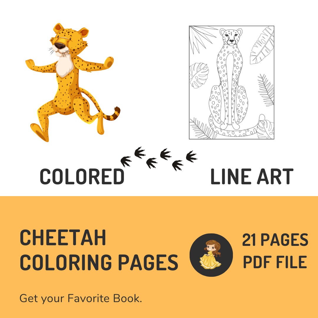 Cheetah Coloring Pages 20 Images Digital Download PDF Download - Etsy