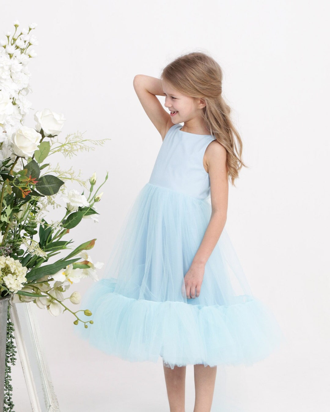 Sky-blue Tulle Dress for Kids - Celestial Breeze - Etsy