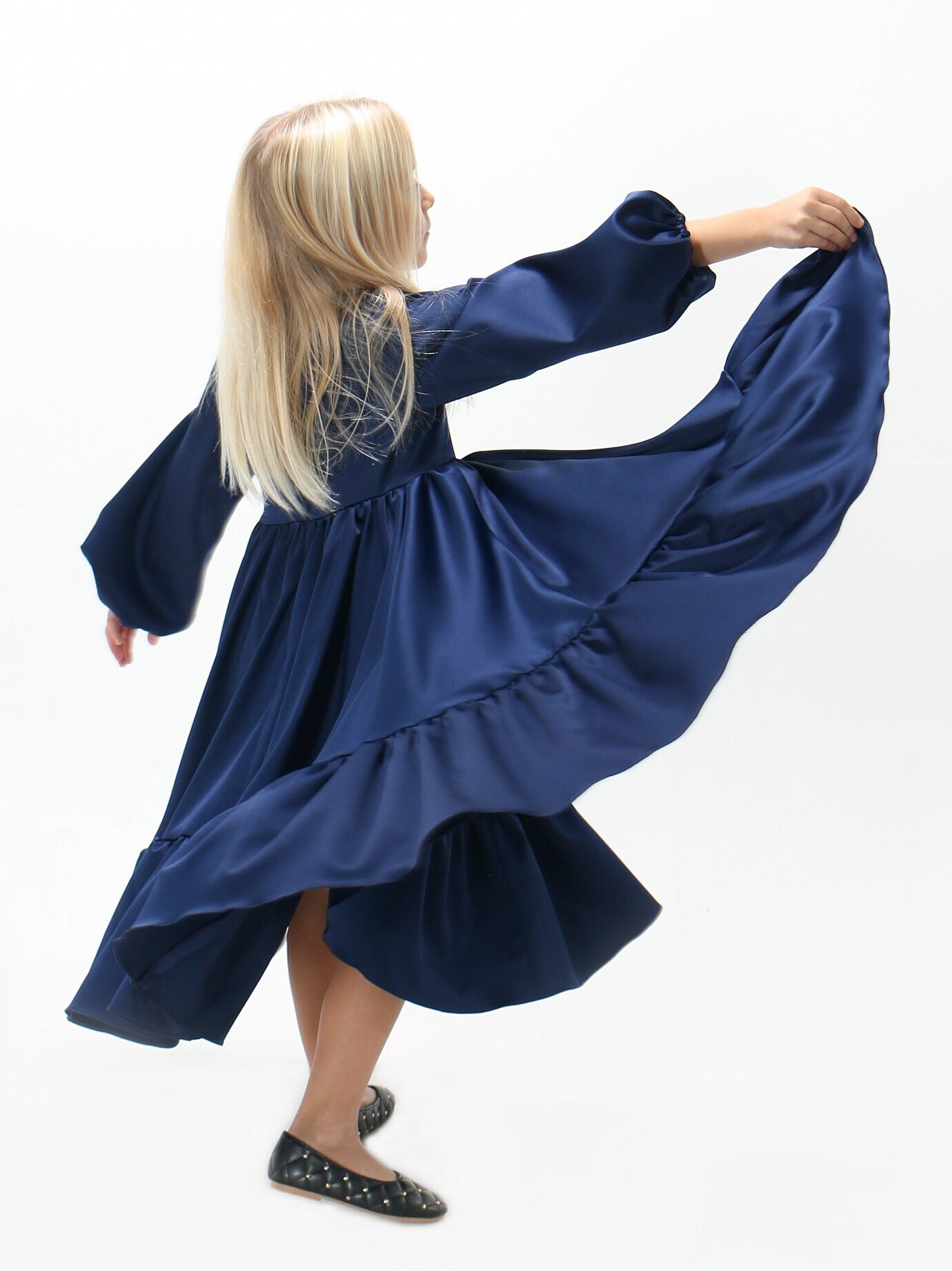 Navy Blue Atlas Dress for Concerts, Birthdays, Events, Holidays, E.t.c ...