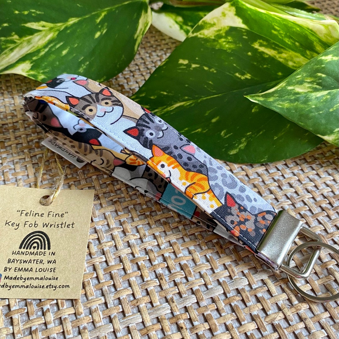 Key Fob Wristlet Feline Fine 100% Cotton Handmade in Perth, WA - Etsy ...