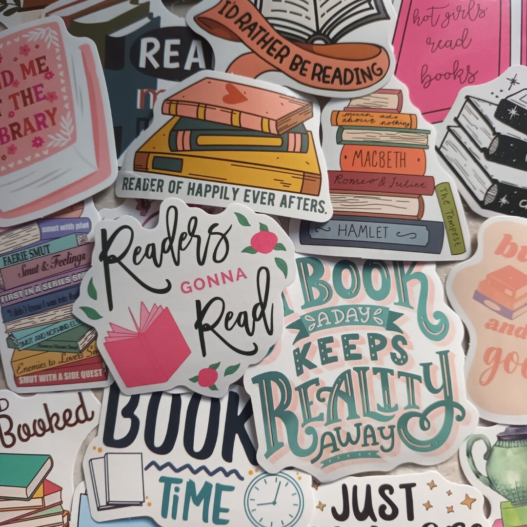Bookish Reader Stickers: Waterproof Vinyl Decals, Book Lover Pack - Etsy