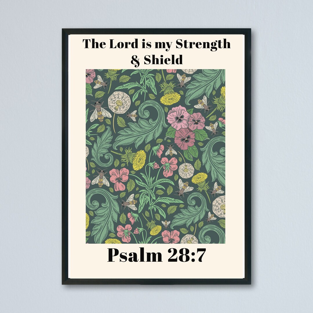Bible Verse Wall Art, the Lord is My Strength, Pslam 28:7, Bible Verse ...