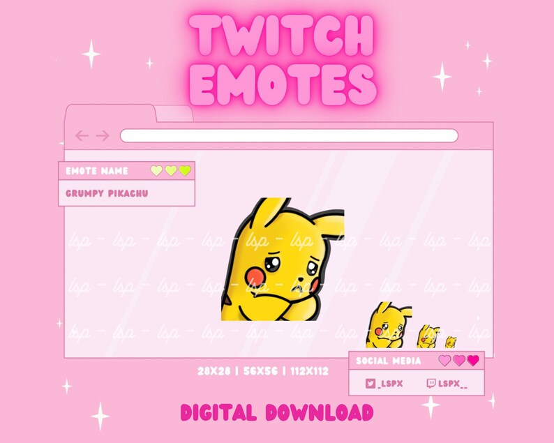 Pikachu Grumpy Emote | Twitch Discord | Sub Emote / Stream Emote ...