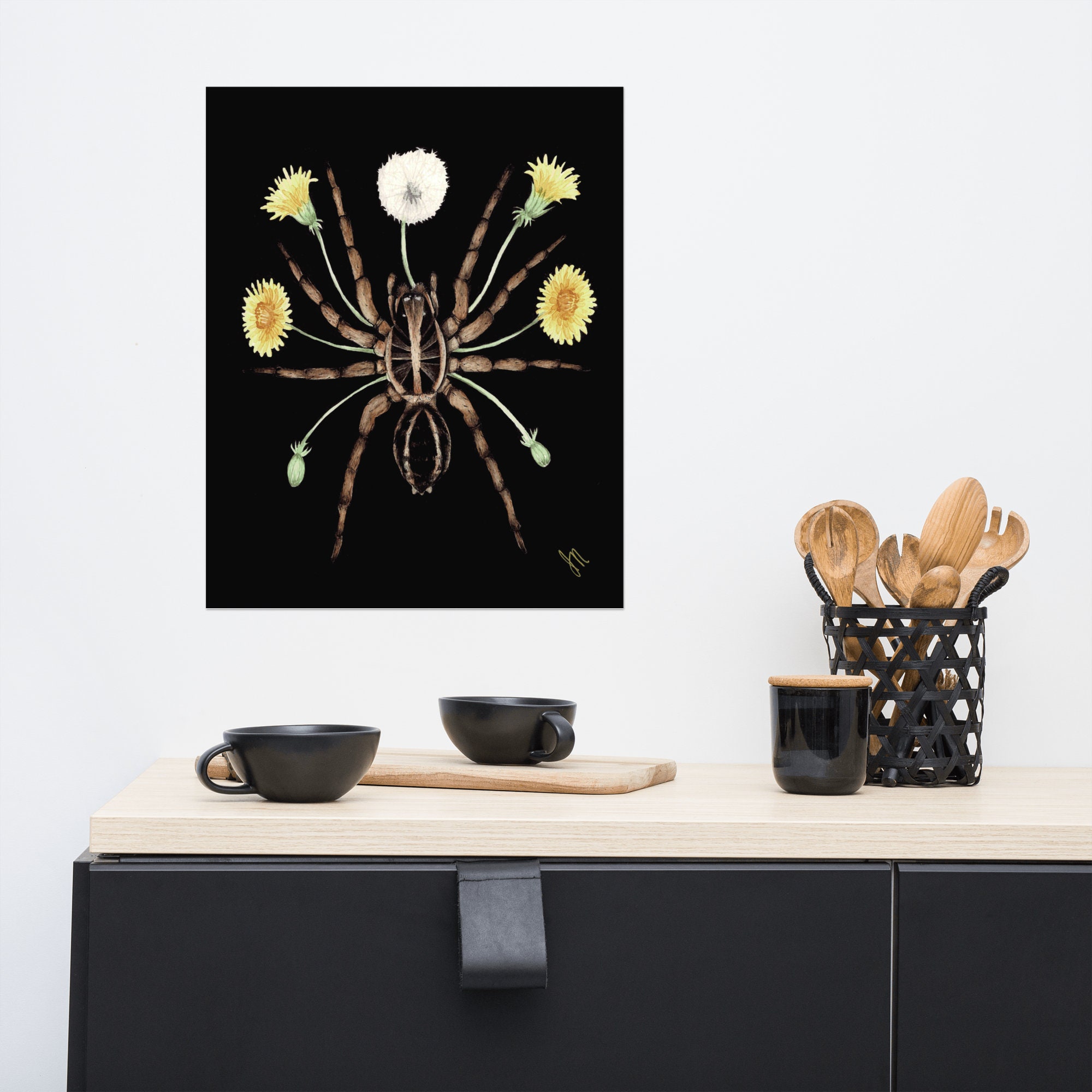 Watercolor Wolf Spider Art Print. Boho Floral Bug Painting. Science ...