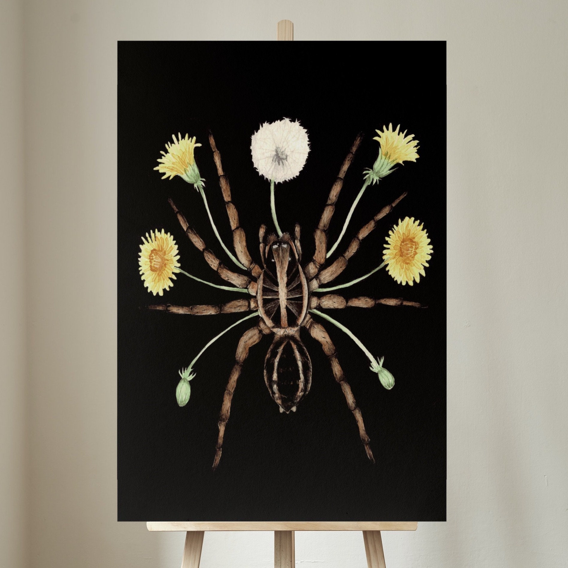 Watercolor Wolf Spider Art Print. Boho Floral Bug Painting. Science ...