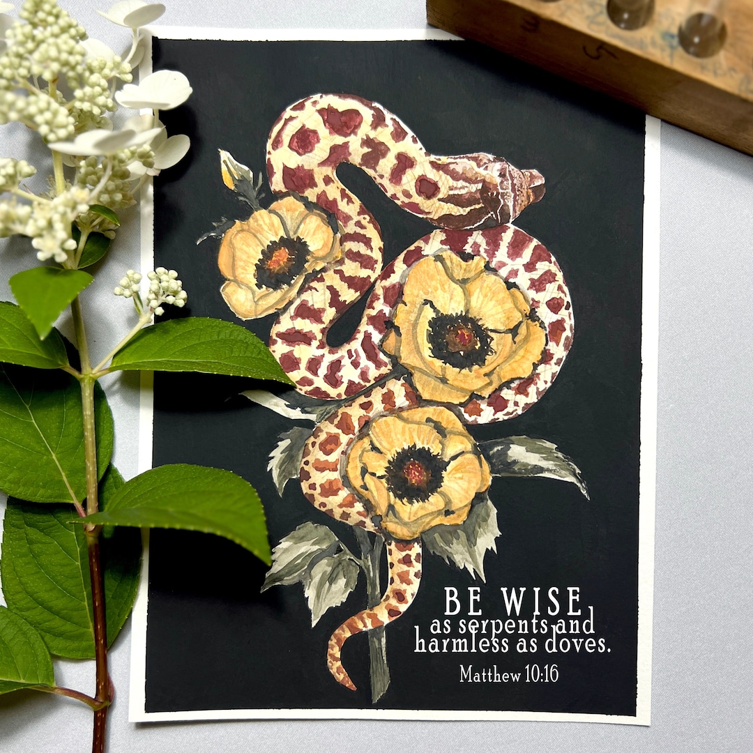 Scripture Hognose Snake Art Print. Reptile Decor. Vintage Bible Wall ...