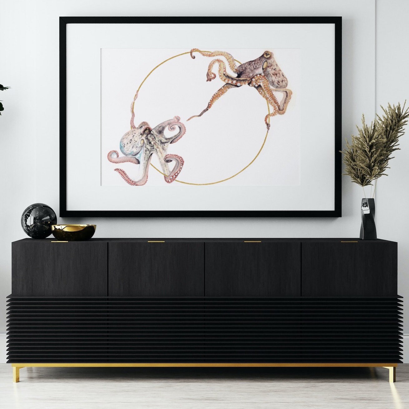 Watercolor Octopus Art Print. Coastal Wall Art. Celestial Octopus Painting. Nautical Nature Art ...