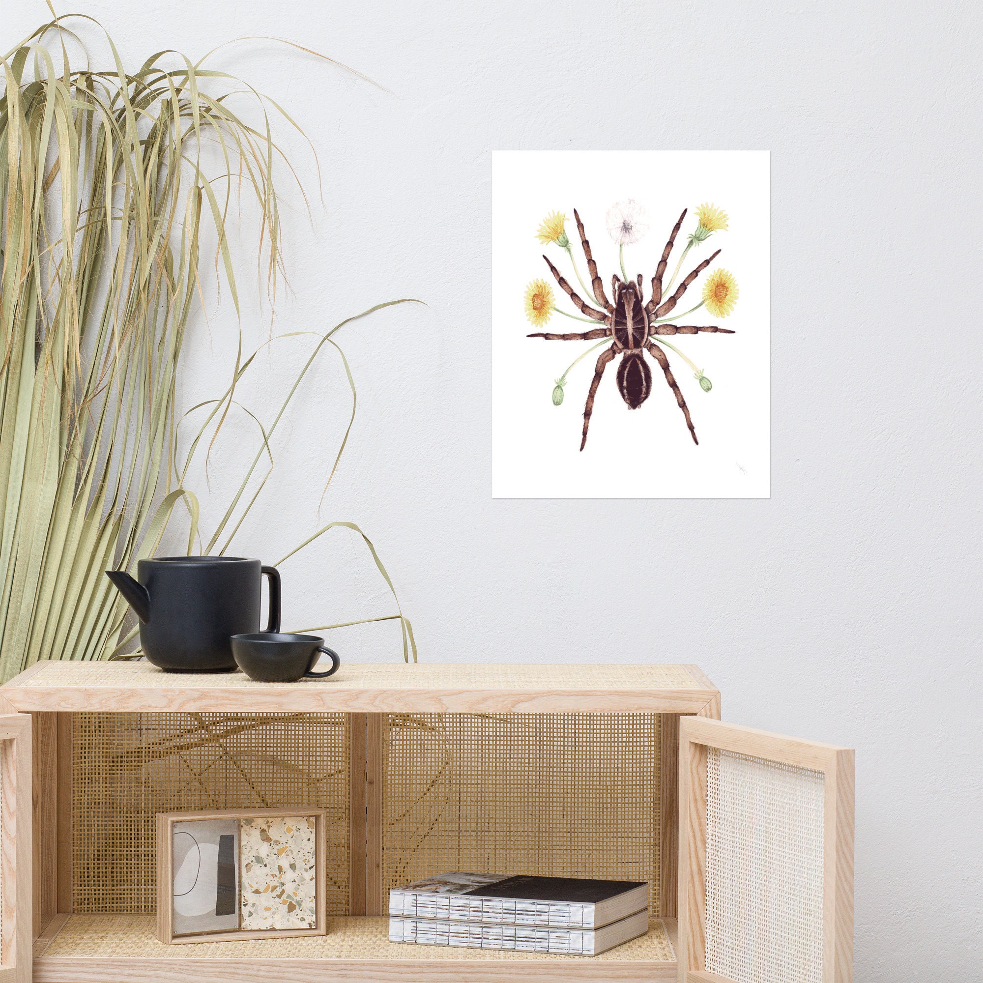 Watercolor Wolf Spider Art Print. Boho Floral Bug Painting. Science ...