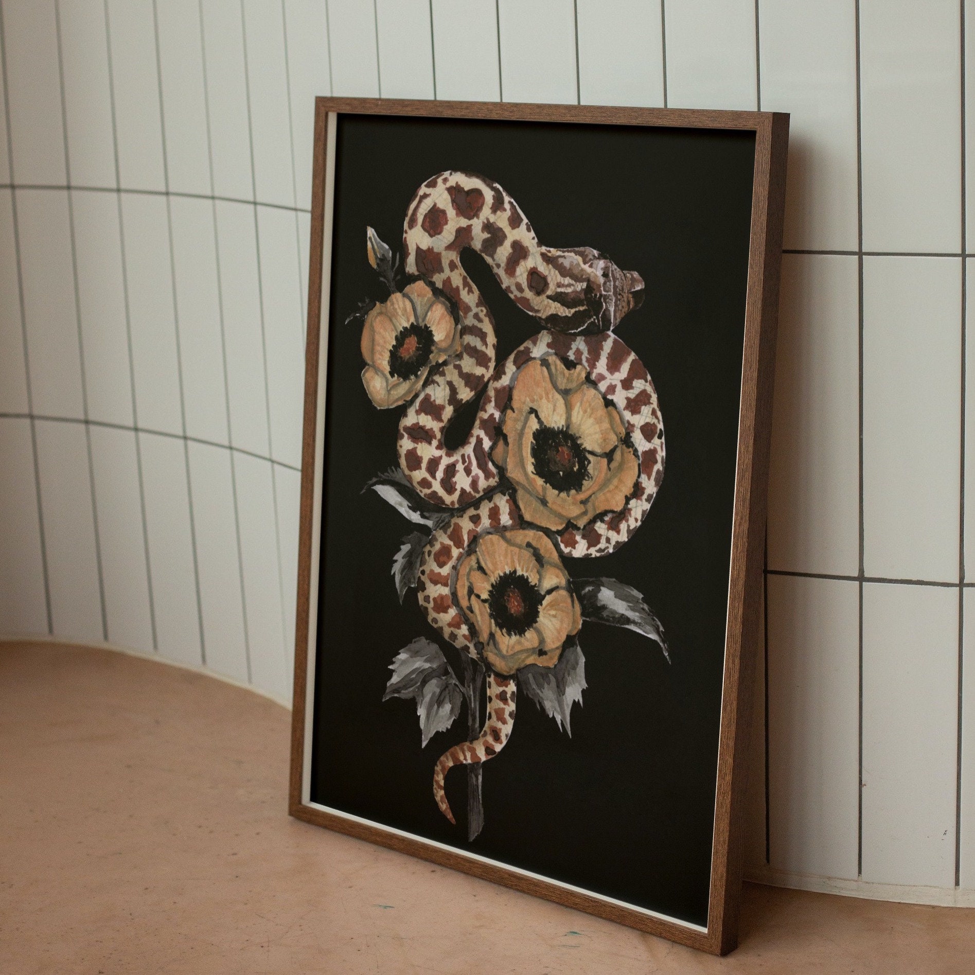 Watercolor Hognose Snake Art Print. Reptile Decor. Vintage Wall Art ...