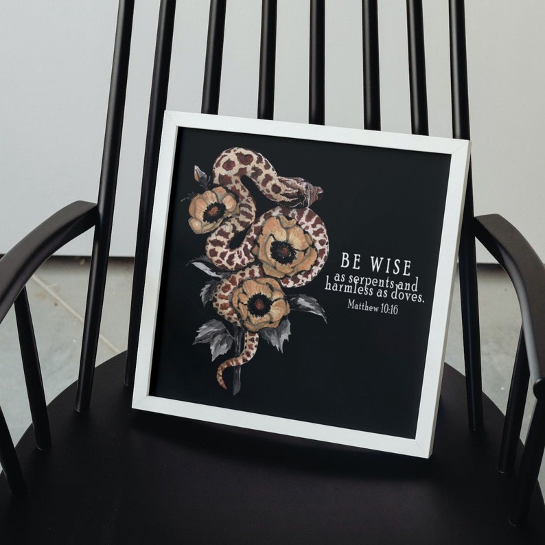 Scripture Hognose Snake Art Print. Reptile Decor. Vintage Bible Wall ...