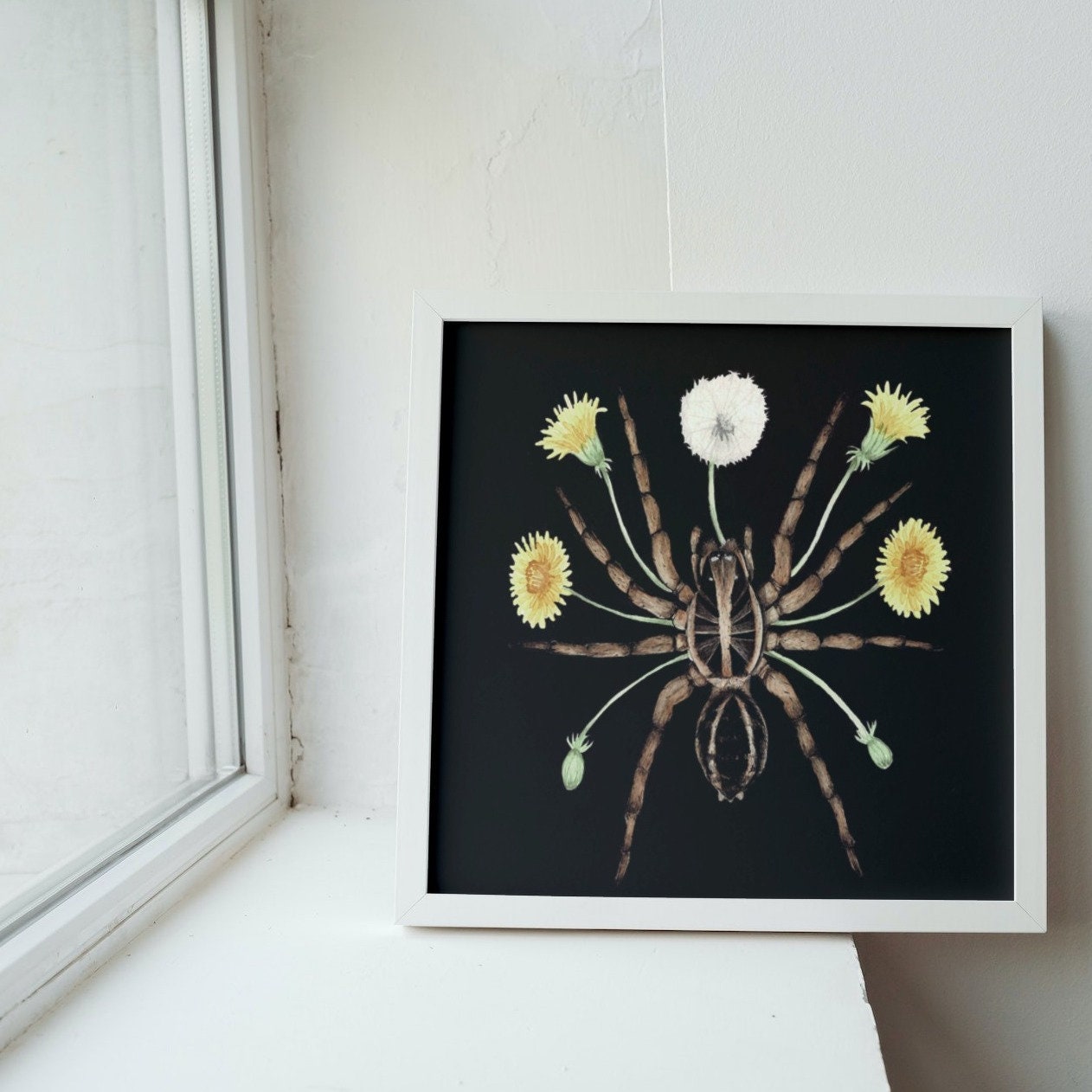 Watercolor Wolf Spider Art Print. Boho Floral Bug Painting. Science ...