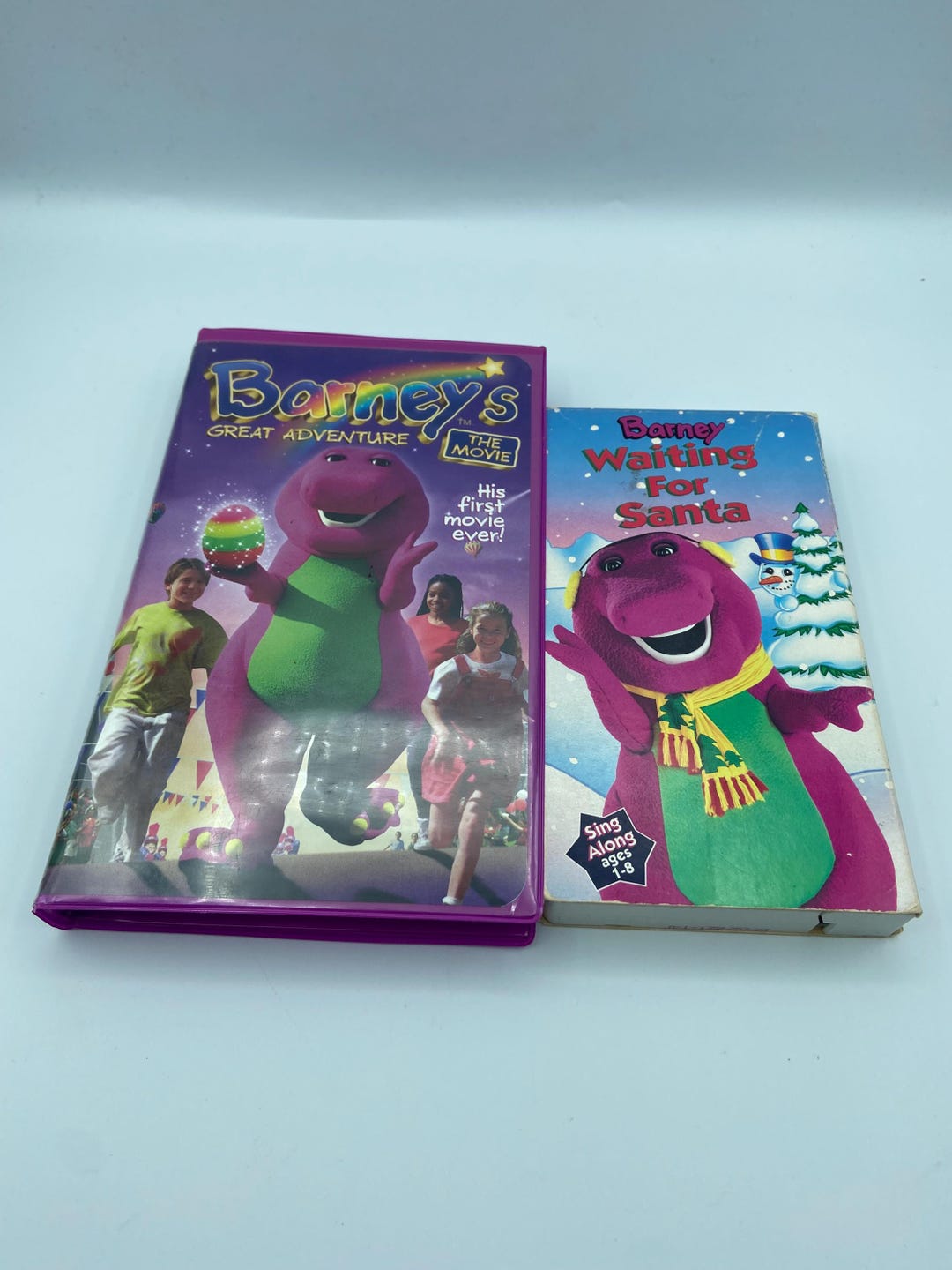 Lot of 2 Barney VHS Barney's Great Adventure & Waiting for Santa Good ...