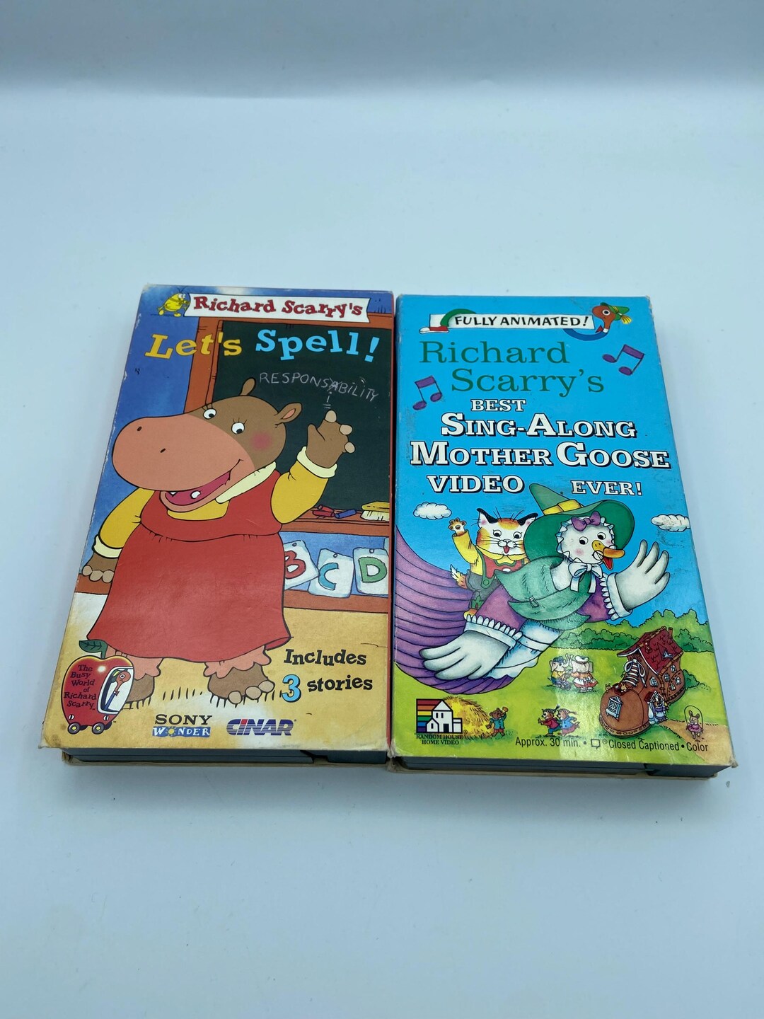 Lot of 2 Richard Scarry VHS – Let’s Spell & Best Mother Goose Sing ...