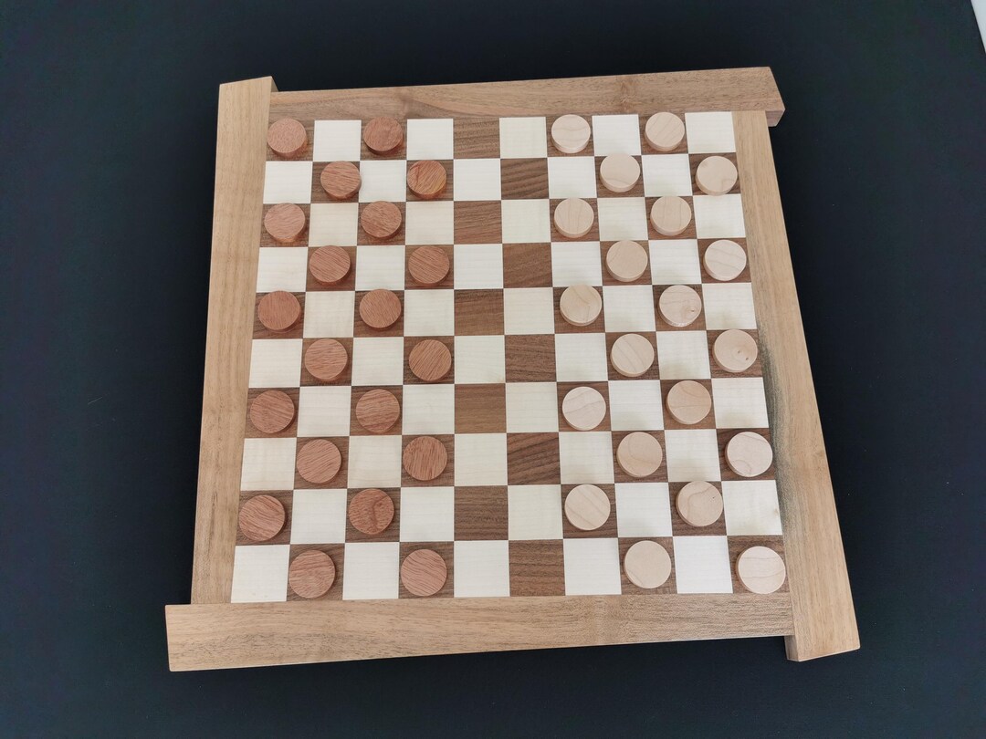 Designer Checkers Game in Solid Wood - Handcrafted - - Etsy