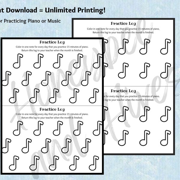 Piano Lesson Practice Chart - Etsy